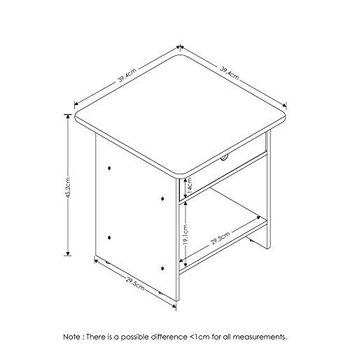 Furinno Dario End Table / Side Table / Night Stand / Bedside Table with Bin Drawer, 1-Pack, Dark Walnut