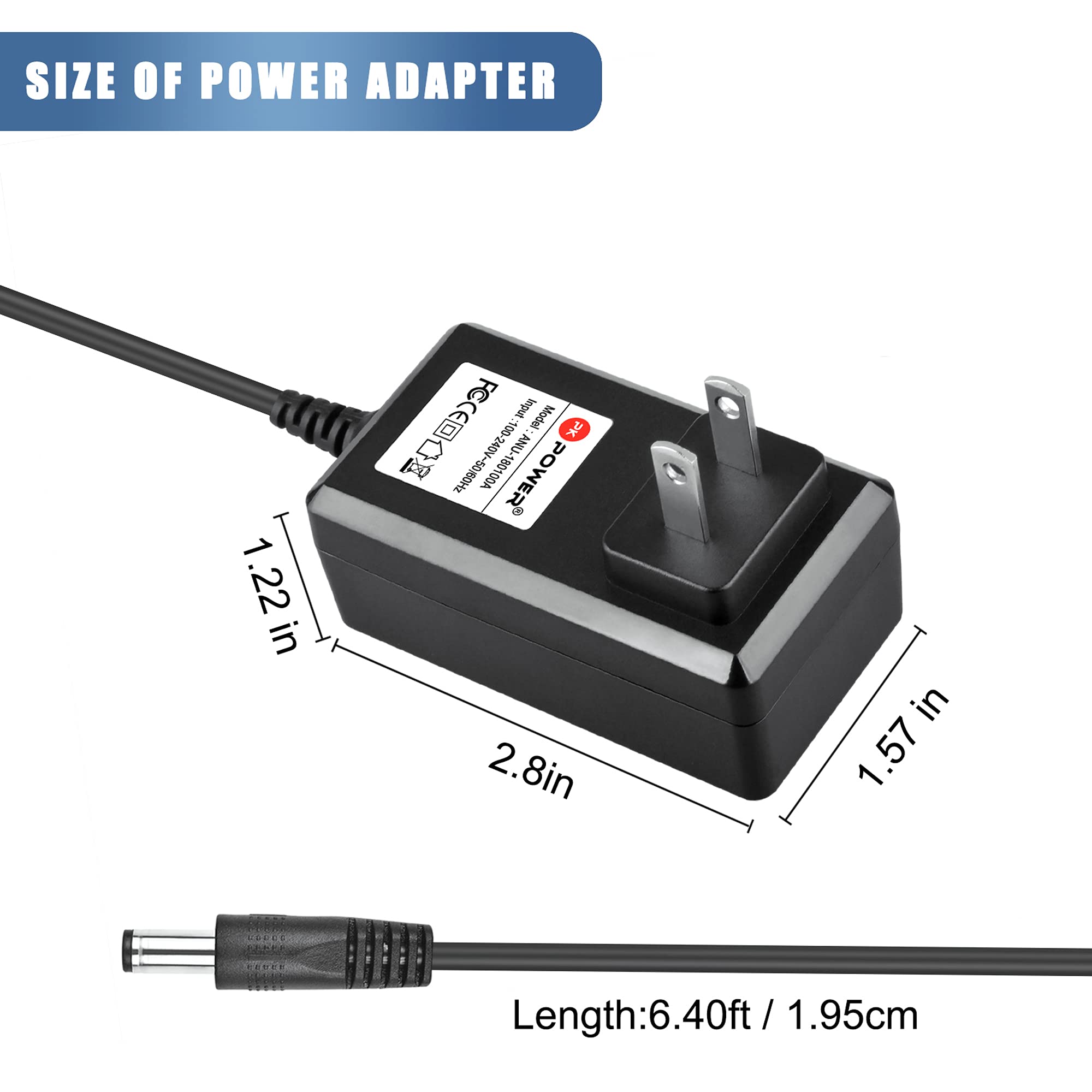 PK Power 12V AC Adapter for Hard Drive HDD 2TB 4TB 1TB 3TB My Book Essential External and More with 6.6FT Power Supply Cord