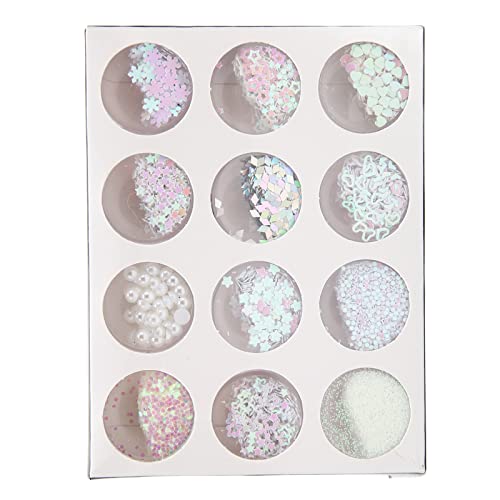 Craft Glitter Sequin, High Flash Glitter Sequins Set for Homemade Cards (White)