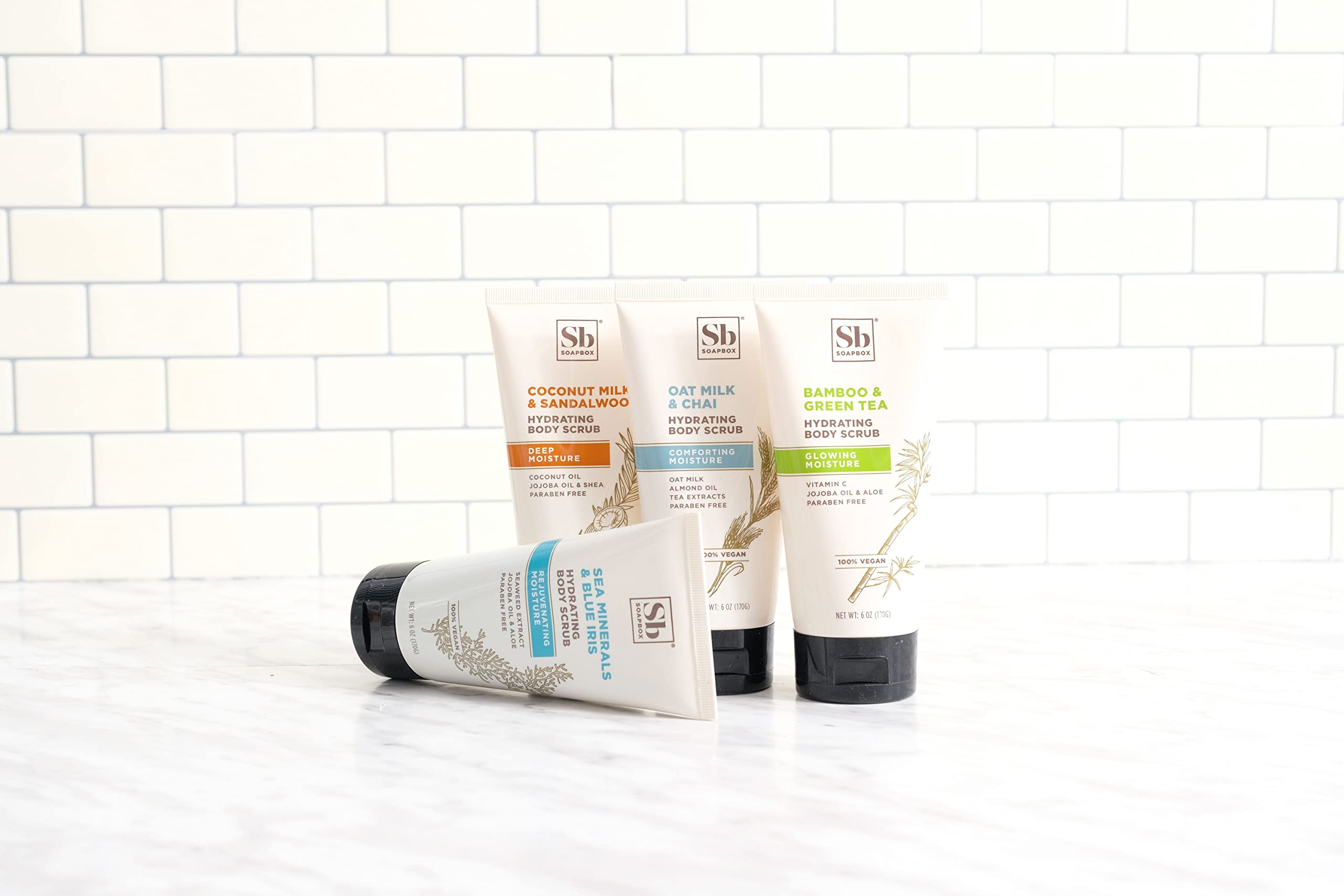 Soapbox Gentle Exfoliating Body Scrub ? Oat Milk & Chai ? 6oz ? Moisturizing Body Scrub for Visibly Smoother Skin with Coconut Oil and Oat Milk