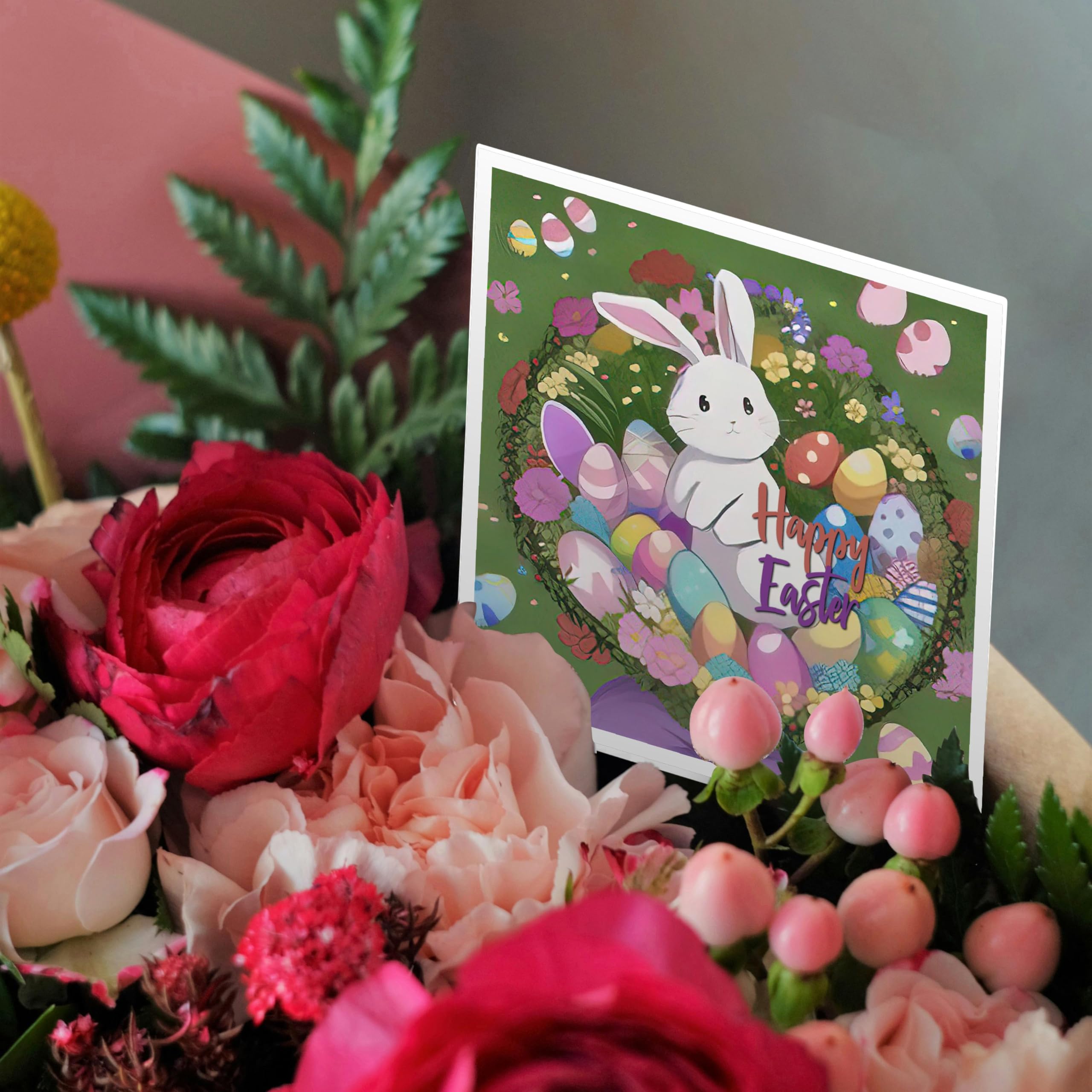 3dRose Greeting Card - Happy Easter from the anime style bunny in the spring garden gift - Alexis Design - Holidays Easter