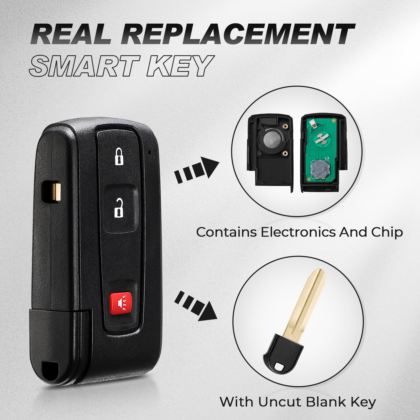 2PCS Keyless Entry Remote Key Fob Case Empty Shell Fit for Toyota Camry Scion, with Uncut Blank Blade
