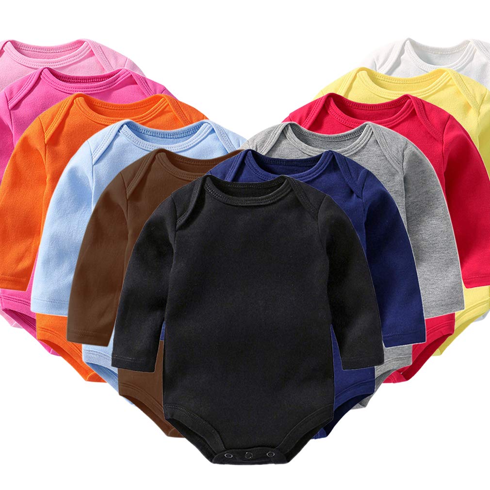 GLEAMING GRAIN Newborn Baby Bodysuits 100% Cotton Long-Sleeve Unisex Baby Black Onesies Infant Black Bodysuit 3 Months 5-Pack(Black,12M)