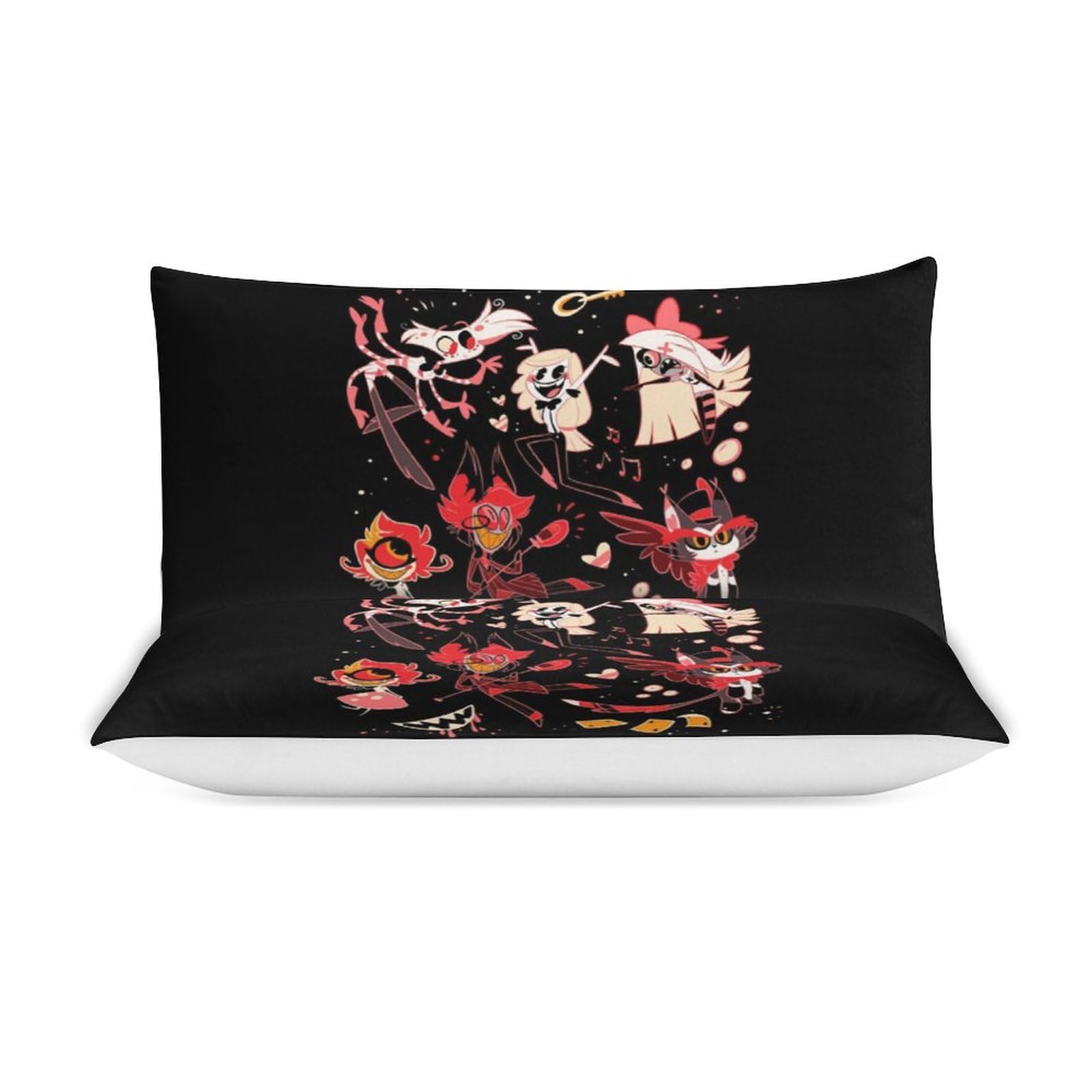 Mziubiy Hazbin Hotel 3-Piece Bedding Set Soft Printing Quilt Cover 1 Duvet Cover + 2 Pillow Cases 86"x70"