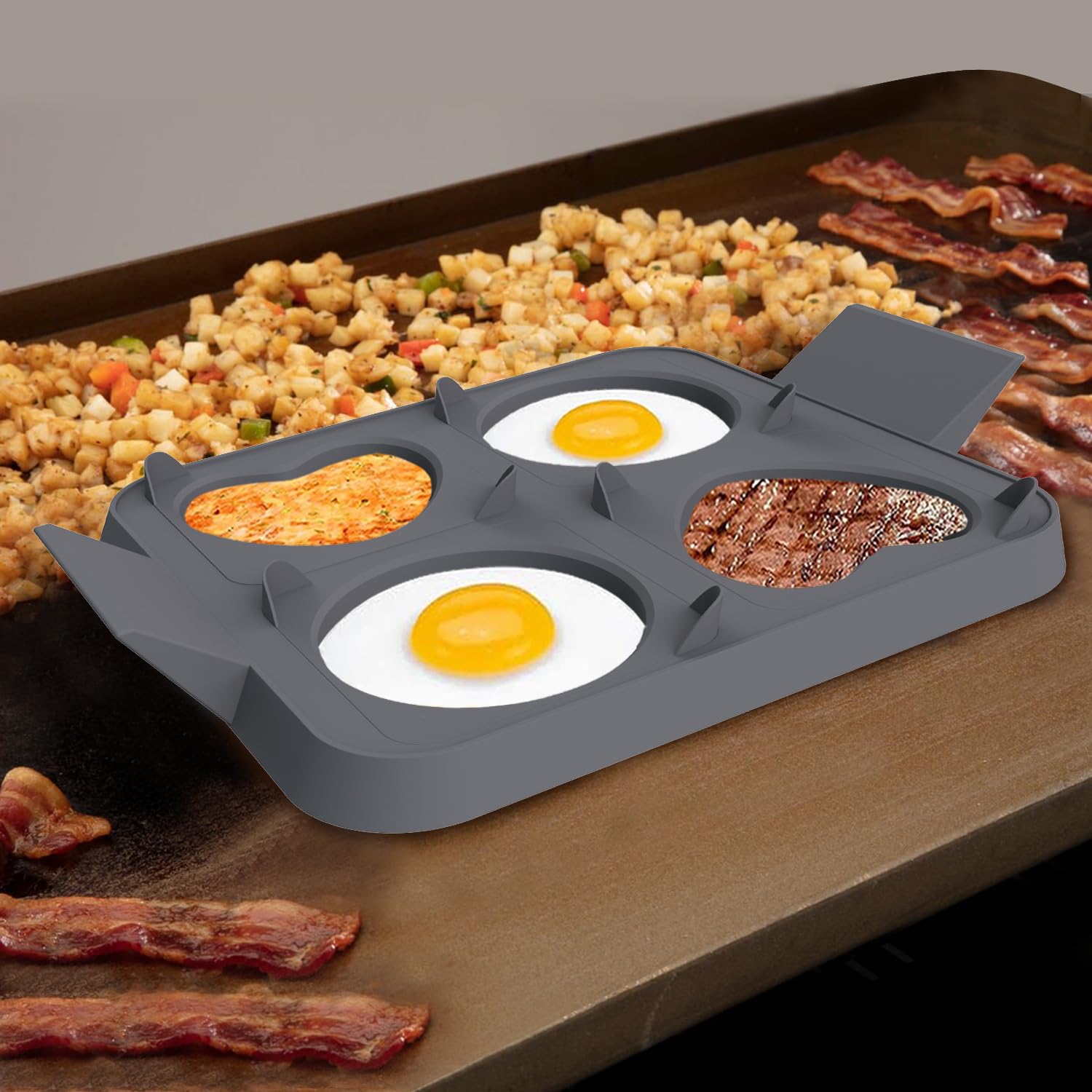 5-Piece Egg Ring Tray,Non-Stick, Easy Egg Ring Molds,Food-Grade Silicone, Removable Bands, Heat-Resistant Pancake Molds,Ideal for Culinary Use