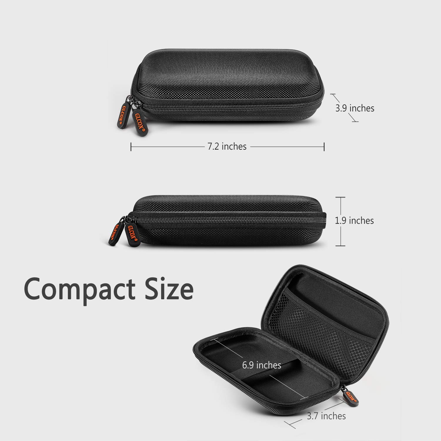 External Hard Drive Case - GLCON Shockproof EVA Carrying Case for WD My Passport Element Seagate Expansion Backup Toshiba 1TB 2TB 4TB - High Protection Portable Travel Electronic Power Bank Bag