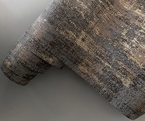 AMINAH DECO Charcoal Gold Classic Distressed Metallic Wallpaper Peel and Stick Wall Paper Texture Self Adhesive Cotact Wall Paper,20.5 in.W X 236.0 in. L