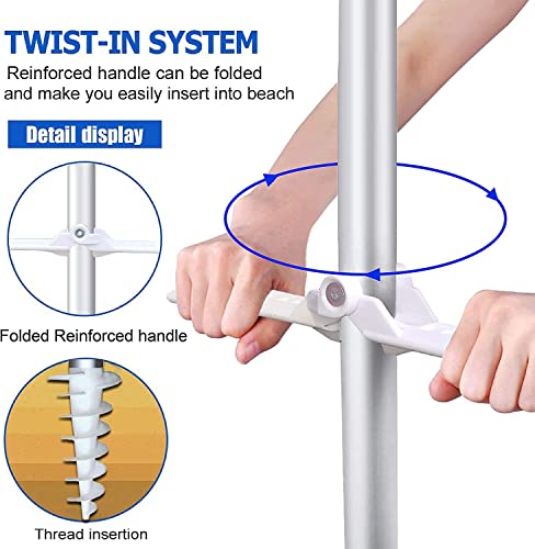 AMMSUN 6ft Folded PortableTravel Beach Umbrella with Sand Anchor, Tilt and Air vent UPF 50+UV Protection fit in suitcase Portable Compact Foldable beach umbrella for Patio Garden Beach Pool Backyard Sky blue
