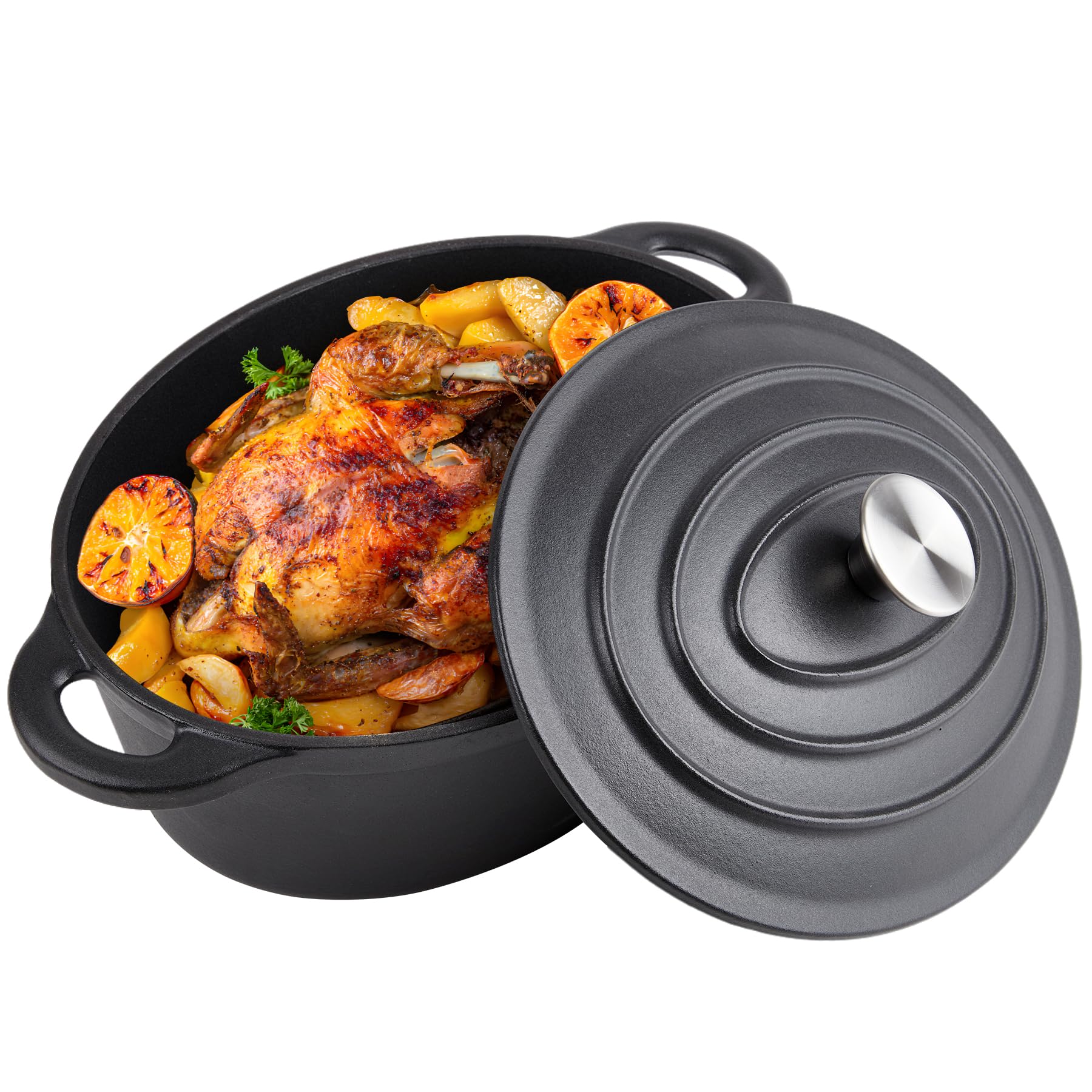 5.5 Quart Oval Enameled Cast Iron Dutch Oven Pot with Lid, Oven Safe up to 550° F & Dishwasher Safe, Sturdy Dutch Oven Cookware