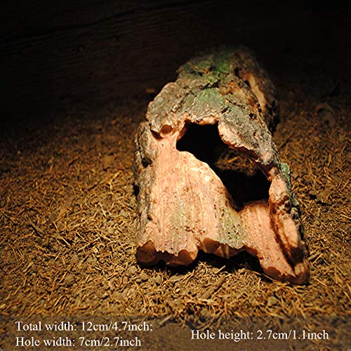 Reptile Habitat Decor Hideouts Critter Cavern Bark Bends Resin Ornament Hiding Place for Leopard Gecko Cichlids Spiders Lizards Snakes