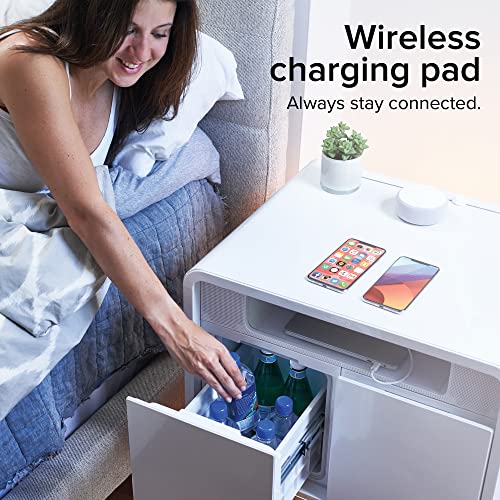 sobro Smart Side/Nightstand Table - with Cooling Drawer, Wireless Charging, Bluetooth Speakers, USB-C and 120V outlets, LED Light, Black/Black
