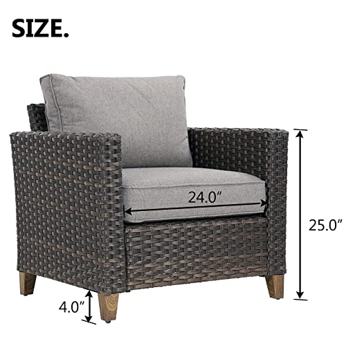 Grand patio Outdoor Furniture, Patio Wicker Sectional Sofa Modular Furniture Set Single Sofa with Thick Cushions and Steel Frame for Deck Porch Poolside Garden (Single Sofa)