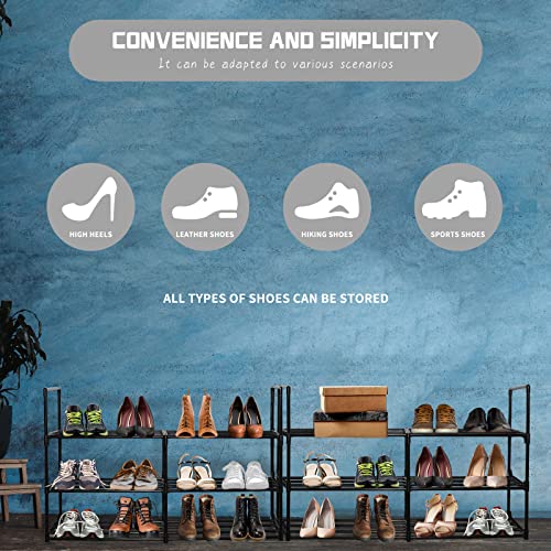 AN ANEWSIR Shoe Rack Metal 2 Pack - 3 Tier Shoe Rack Storage 24-30 Pairs Sturdy Show Rack, Stackable Black Shoe Rack Vertical, Free Standing Space Saving Corner Shoe Rack for Closet Entryway