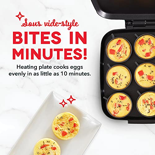 DASH Sous Vide Style Family Size Egg Bite Maker for Breakfast Bites, Sandwiches, Healthy Snacks or Desserts, Keto & Paleo Friendly (9 Servings), Black