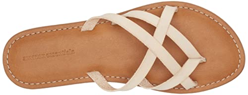 Amazon Essentials Women's Strappy Slide Flat Sandal, Light Beige, 8