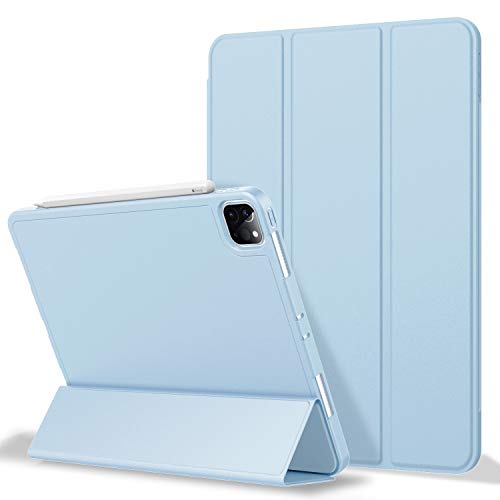 ZryXal New iPad Pro 12.9 Case 2022/2021 (6th/5th Generation) with Pencil Holder, Premium Protective Case Cover with Soft TPU Back and Auto Sleep/Wake Feature for 2022 iPad Pro 12.9 (Sky Blue)