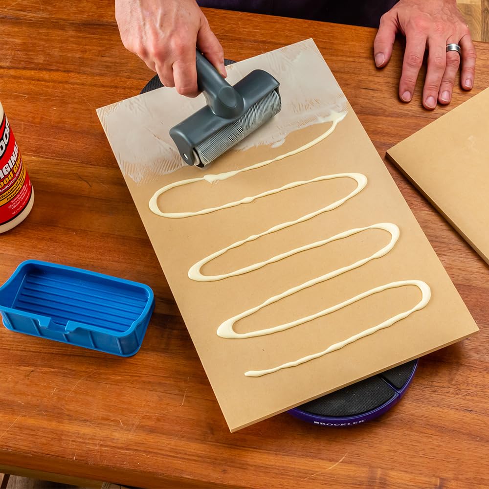 5” Wood Glue Roller–Thermoplastic Rubber Roller w/Silicone Rest &ABS Handle –Detachable Glue Applicator Roller for Easy Cleaning & Storage -Woodworking Roller for Butcher Blocks, Workbench Tops &More