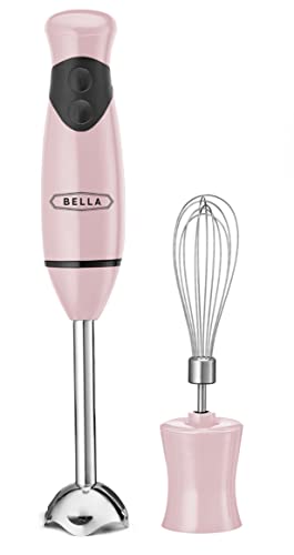 BELLA Immersion Hand Blender, Cordless Portable Mixer with Whisk Attachment - Electric Handheld Juicer, Shakes, Baby Food and Smoothie Maker, Stainless Steel, Pink