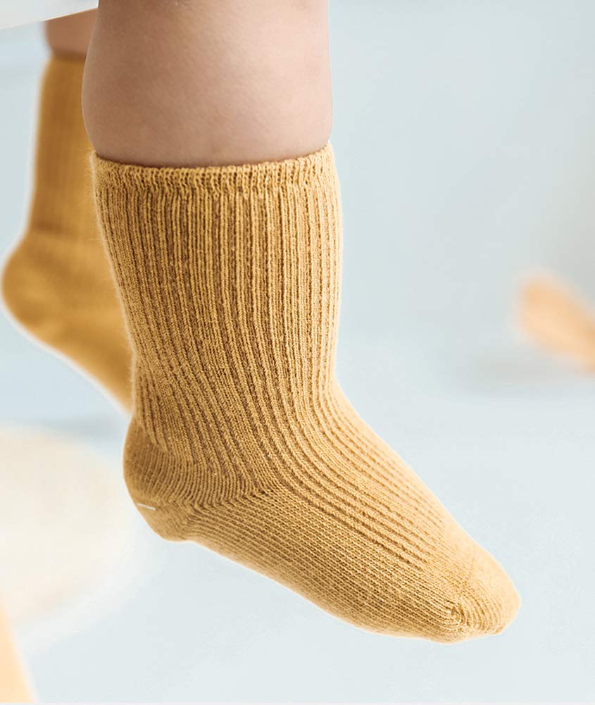 QandSweat Unisex Baby Ankle Socks Toddler Boys' Seamless Cotton Crew Socks (9 Pairs, 0-6M)