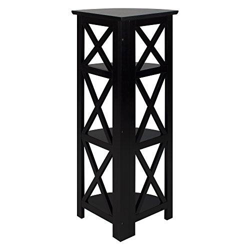 Casual Home Montego 3-Shelf Corner Folding Bookcase with Mantel Top, Black