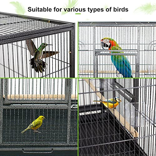 Epetlover 53 Inch Height Wrought Iron Standing Parrot Large Flight Bird Cage with Rolling Stand Birdcages for Parakeet Cockatiel Conure Lovebird Finch Black