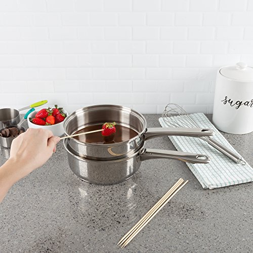 6 Cup Double Boiler Pot Set β 1.5 Quart Stainless-Steel Saucepan 2-in-1 with Vented Glass Lid β Kitchen Cookware with Measurements by Classic Cuisine