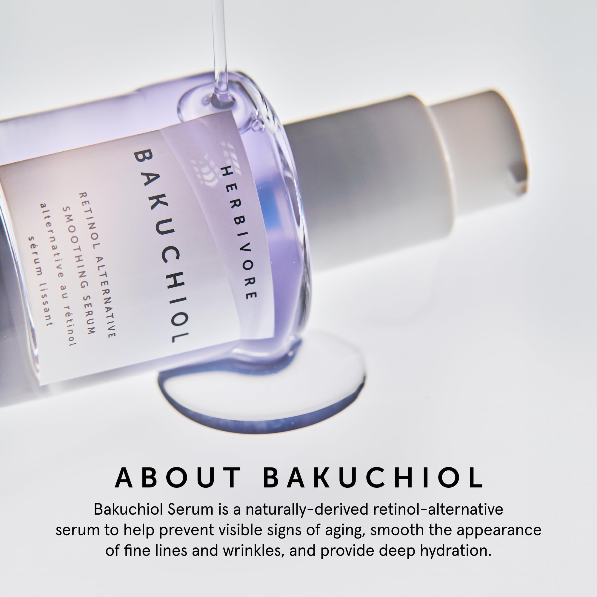 HERBIVORE Bakuchiol Retinol Alternative Face Serum REGULAR STRENGTH - Bakuchiol + Peptides, Smooths Skin, Reduces Fine Lines & Wrinkles, Plant-based, Vegan, Cruelty-free, 30mL / 1 oz