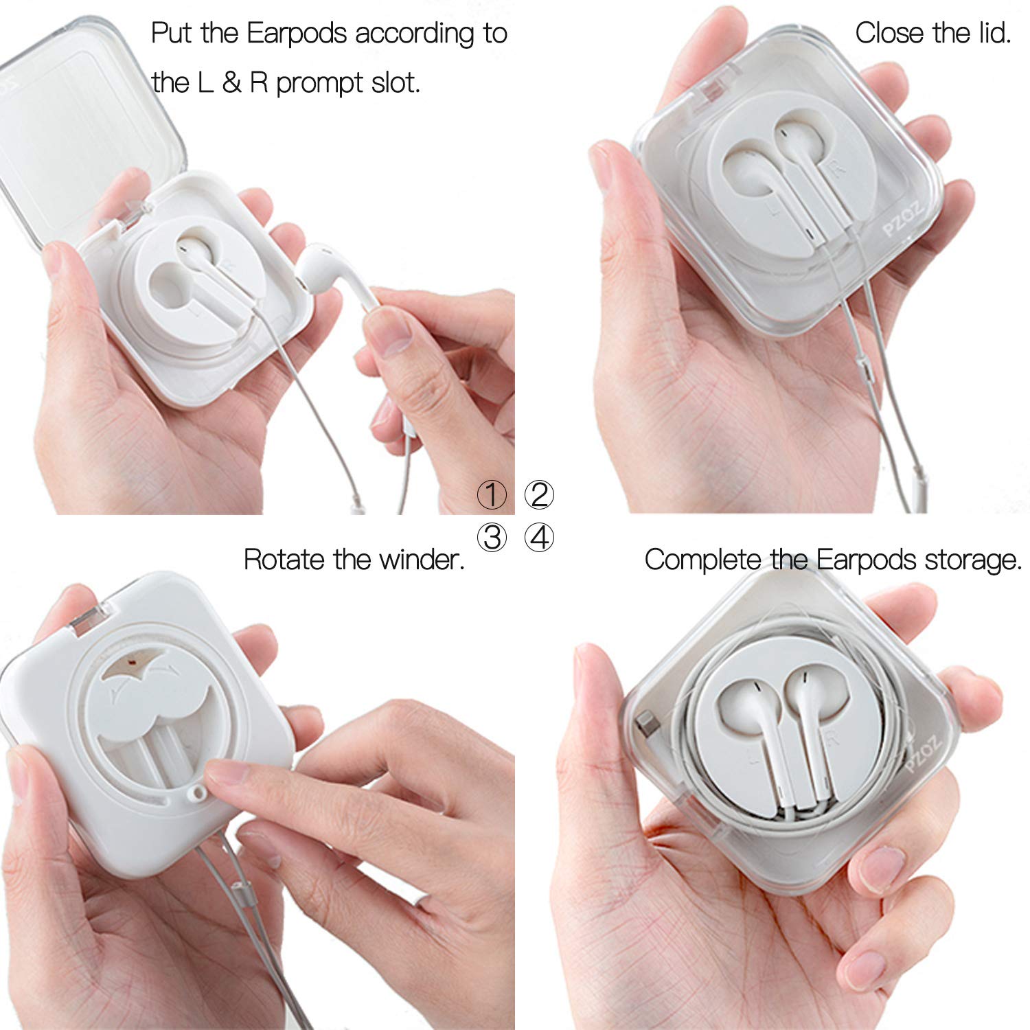 pzoz Earbuds Case Compatible for Apple iPhone/iPad/iPods EarPods, Earphones Cord Organizer Cover Wired Manager Holder Wrap Winder Mini Storage Carrying Cable Management