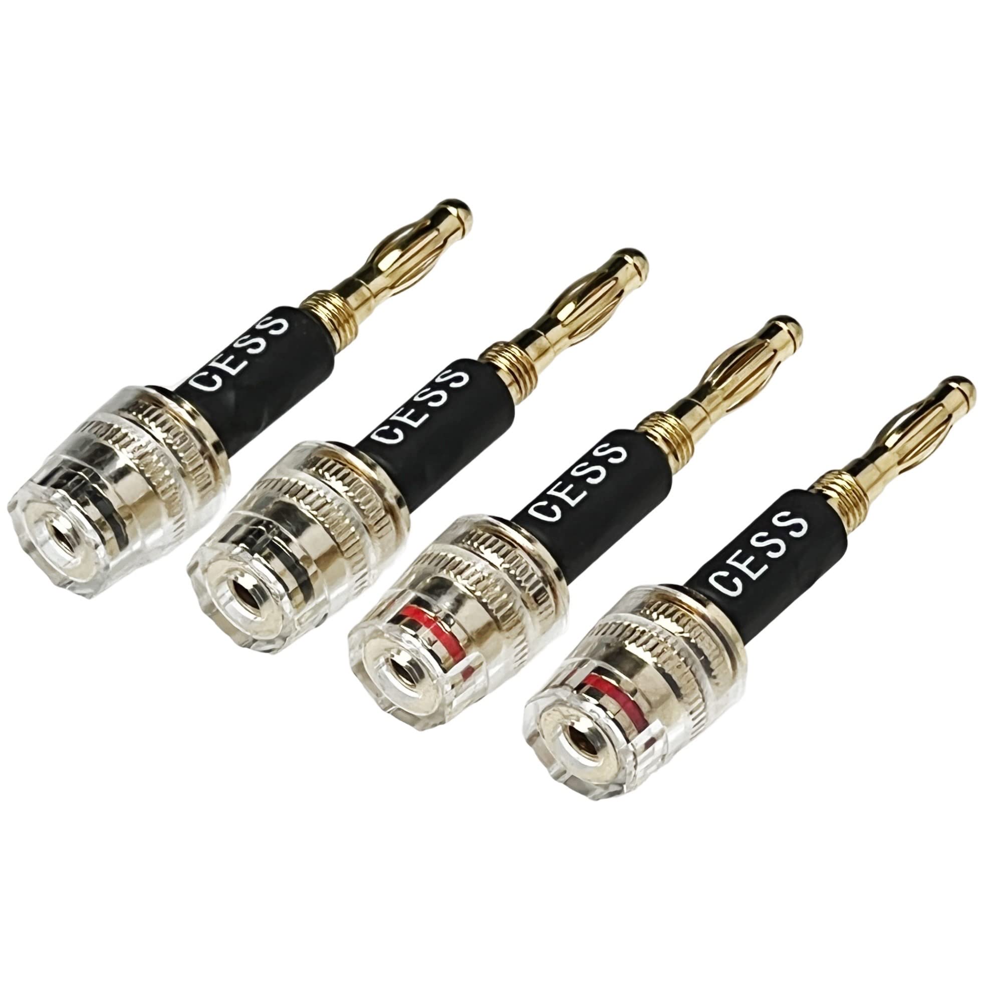 CNCESS CESS-187 Banana Plug Connect to Spade Fork Plug Speaker Cable Adapter, 4 Pack