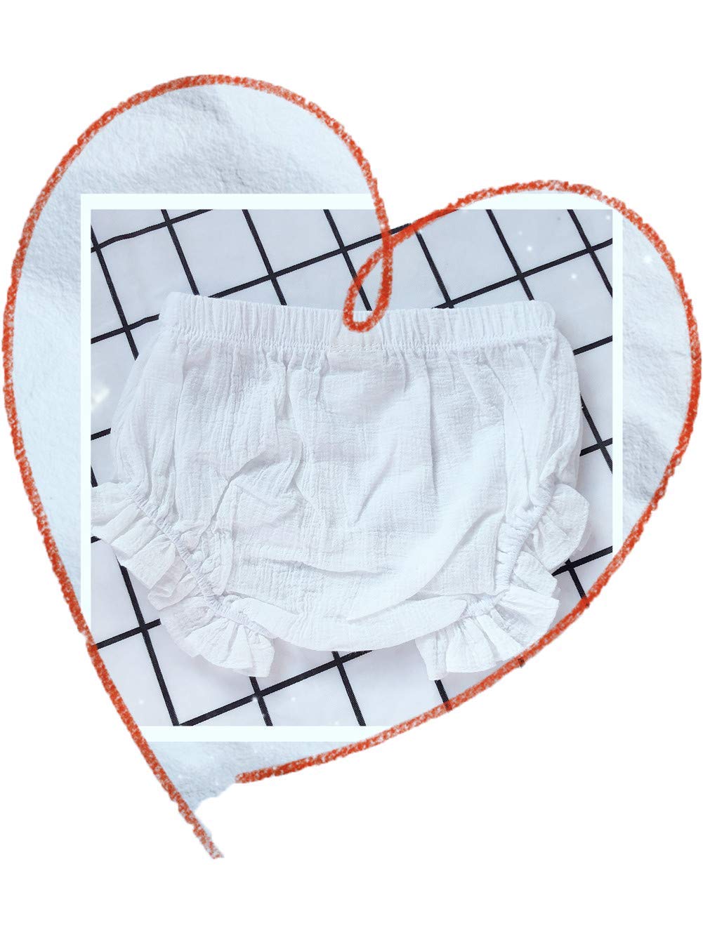 LOOLY Newborn Toddler Kids Cotton Linen Ruffle Bloomer Shorts Diaper Cover 0-2T(100,A-White)