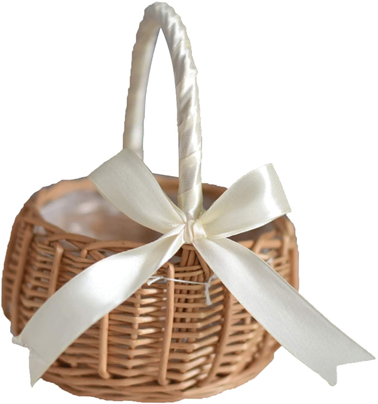 Woven Flower Basket Flower Girl Basket Wicker Basket Candy Gift Basket for Wedding Birthday Party Favor - Size S