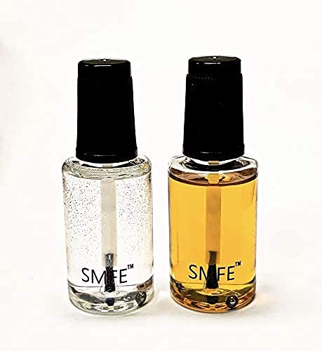 SMFE 20ml Plastic Empty Refillable Nail Polish Touch Up Bottle with Mixing Marble, Conservation Insert and Brush Top, Pack of 2