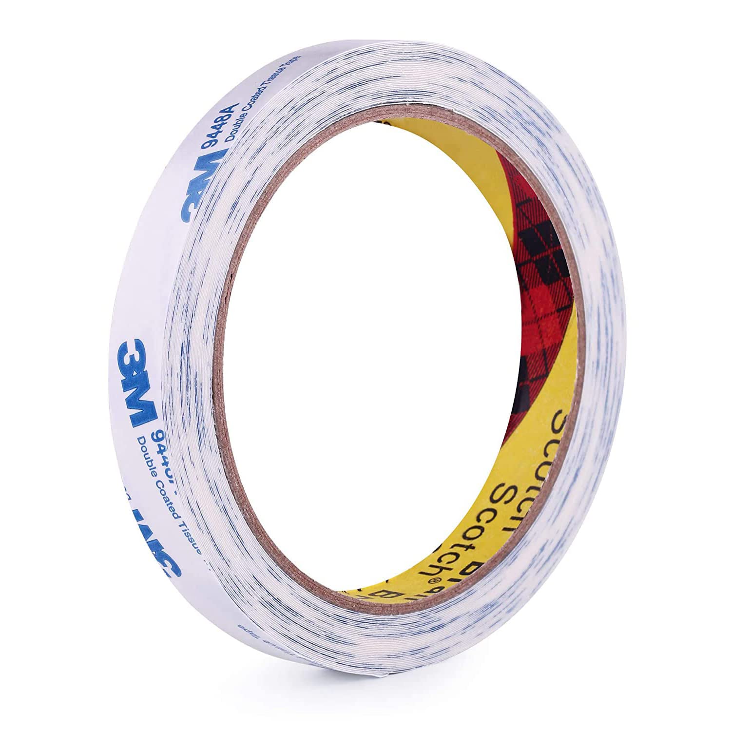 3M Double Sided Tape 1”x 32.8 Ft 9448A Double Coated Tissue Tape Craft DIY Tape White Color for Nameplate Foam Plastic Film Bonding Splicing Handmade(9448AB)