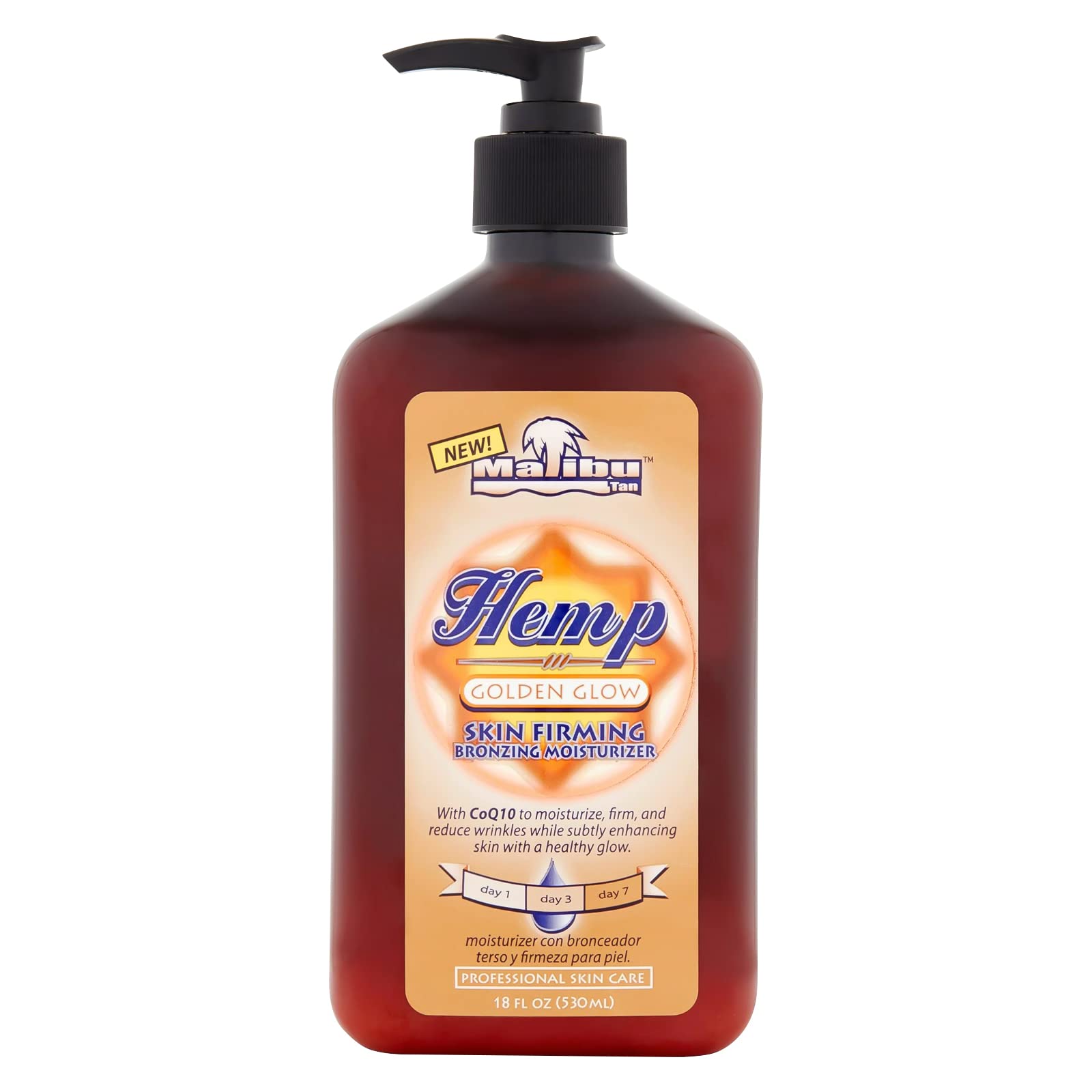 Malibu Tan Hemp Golden Glow Skin Firming Lotion, Medium Deep, 18 fl oz (530 ml) - 1-PACK