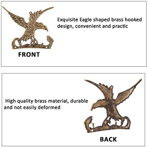 Angel's Peel Lounge Key Holder Eagle - Wall Mounted Key Hanger with 3 Hooks - Eagle Single Brass Hook for Coat, Towel, Hat, Clothes - Home Decor Key Holder for Kitchen, Office, Farmhouse