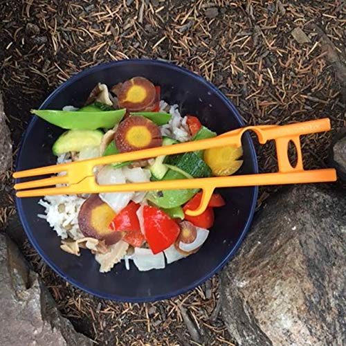 fusionstix, the reusable, BPA free, dishwasher safe, fork chopstick combo utensil flatware for home kitchen, camping, backpacking, picnics, outdoor activities, or eating on the go (Watermelon)