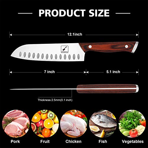 imarku Kitchen knife, 7’’Santoku Knife, German High Carbon Steel Chopper Knife, Professional Chef Knife with Ergonomic Handle, Extremely Sharp&Durable
