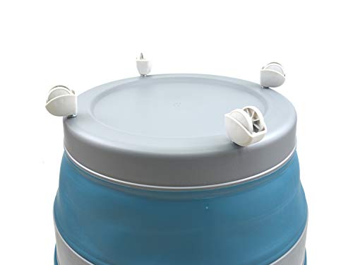 SAMMART 66L(17.4 Gallon) Collapsible Plastic Garbage Bin with Wheels & Removable Lid-Foldable Pop Up Container-Portable Washing Tub-Space Saving Basket,Water Capacity 56L(14.8 Gallon)(Grey/Blue)