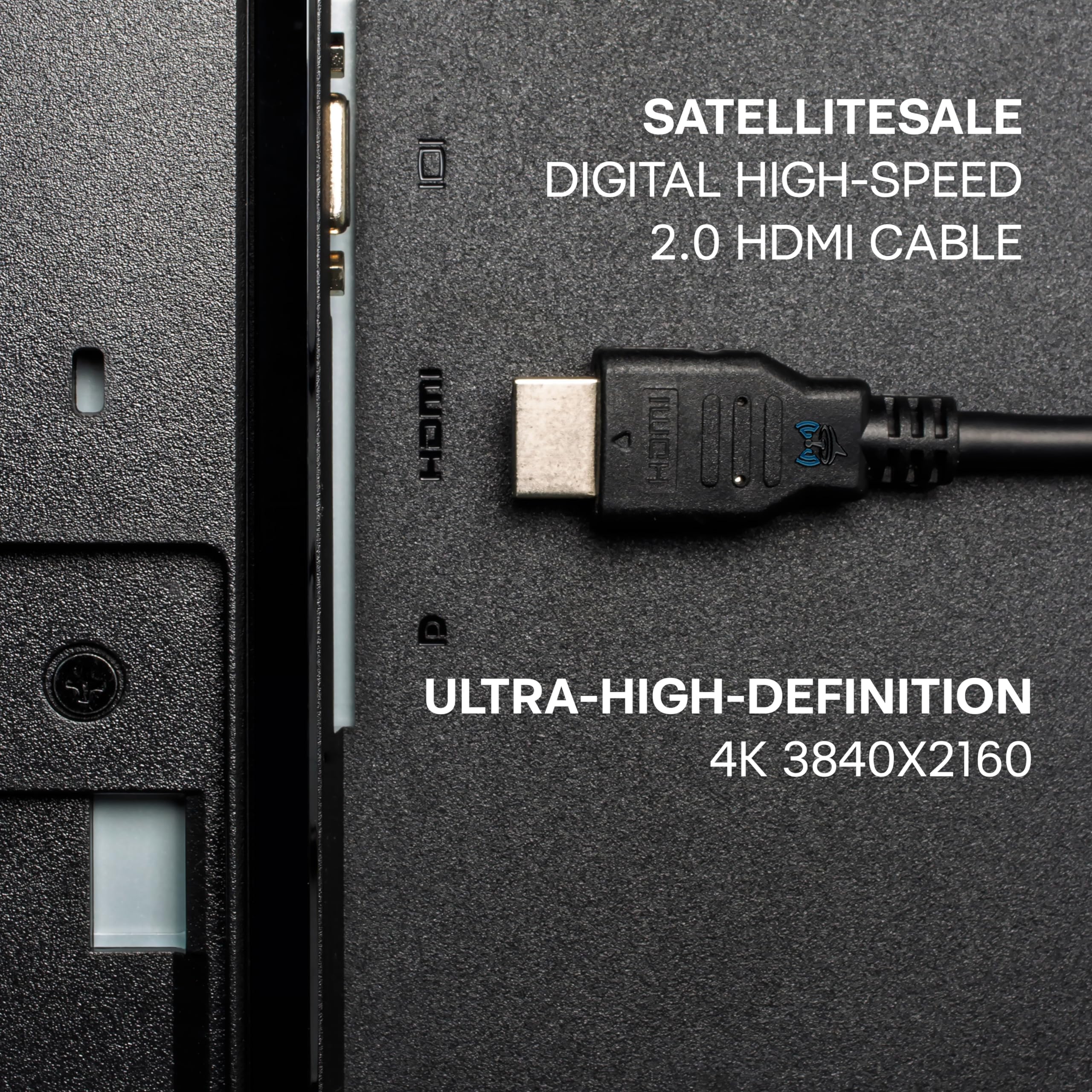 SatelliteSale Digital High-Speed 2.0 HDMI Cable 4K/60Hz 18Gbps PVC 2160p Black Cord Universal Wire 12 feet