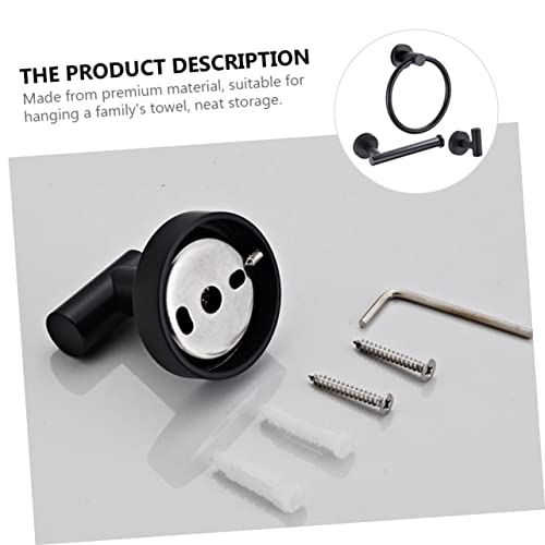 Angoily 6 Pcs Towel Ring Set Steel Towel Rod Wall Mounted Hooks Paper Towel Wall Hange Bath Towel Set Black Toilet Paper Stand Black Towel Ring Wall-Mounted Towel Ring Paper Towel Holder