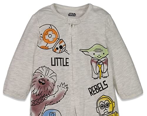STAR WARS Baby Boys 2 Pack Sleep N' Play Footies Chewbacca Yoda R2-D2 3-6 Months
