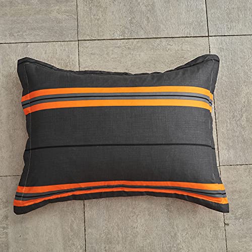 FlySheep Boho Striped Bed in a Bag 6 Pieces Twin Size, Ombre Bright Orange Stripes on Black Comforter Sheet Set (1 Comforter, 1 Flat Sheet, 1 Fitted Sheet, 2 Pillow Shams, 1 Pillowcase)