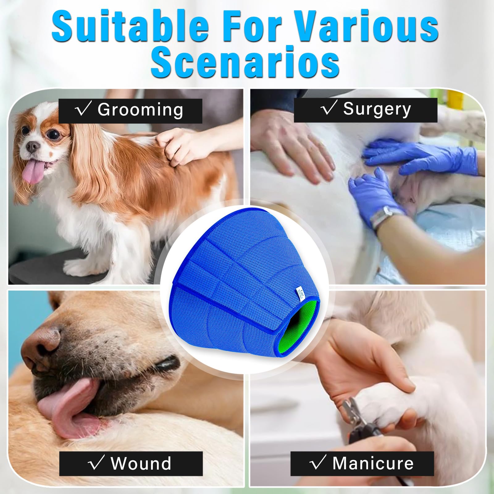 iTecFreely-Soft-Dog-Cone-Collar-After-Surgery Extra-Soft-and-Adjustable-Dog-Recovêry-Cone-Collar Breathable-Lightweight-Dog-Cone-Collar-Suitable-for-Large-Dogs