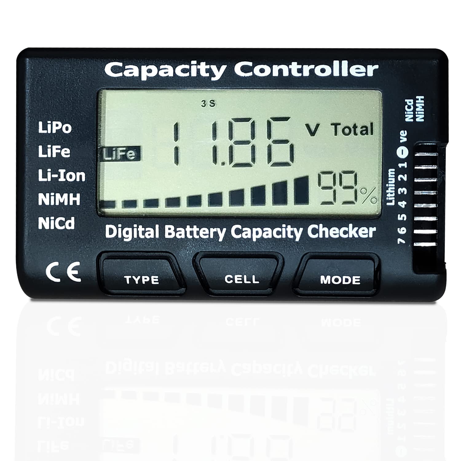 SUPULSE Battery Tester Digital Battery Capacity Checker Controller Tester Voltage Tester for LiPo/Life/Li-ion/NiCd/NiMH Battery Capacity Controller