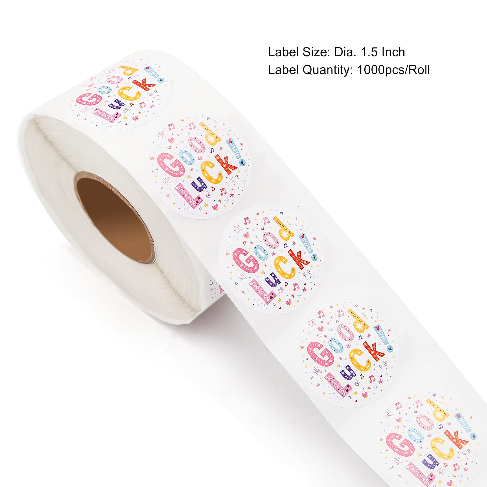 Vonical 1.5" Good Luck Stickers, 1000pcs/Roll Good Luck Labels with Non-Toxic and Enviromentally Friendly UV Ink for Your Family, Friends, Customers, Party Decorative, Gift Wrap, Envelope Sealing
