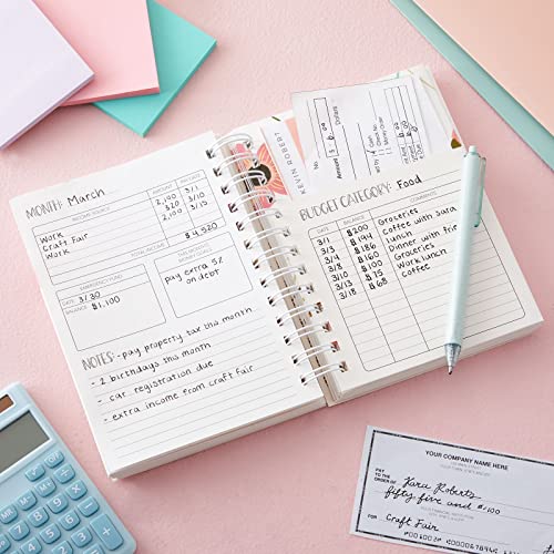 Floral Monthly Budget Planner, Bill Organizer with 24 Pockets, Debt Payoff Tracker, Payment Checklist (5 x 7 In)