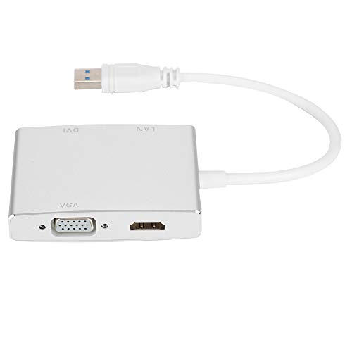 Cuifati 4 in 1 USB 3.0 Hub, FullHD 1080P USB 3.0 Adapter Hub,4 in 1 USB3.0 Adapter to VGA DVI HDMI LAN RJ45,Ultra Slim Portable USB Splitter Notebook PC, Laptop, USB Flash Drives