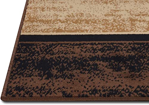 Champion Rugs Brown Contemporary Modern Blocks Boxes Design Soft Indoor Area Rug (8’ X 10’)