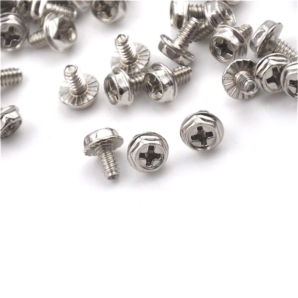 Screw 100pcs PC Case Hard Drive Motherboard Mounting Screws for Motherboard PC Case CD-ROM Hard Disk Toothed Hex 6/32 Computer