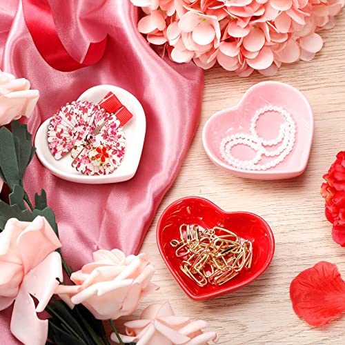 9 Pieces Heart Shaped Bowls Valentine's Day Multipurpose Ceramic Heart Sauce Dish Seasoning Heart Shaped Serving Bowls Sushi Dipping Kawaii Bowl Trinket Dish for Home Kitchen, Multiple Colour